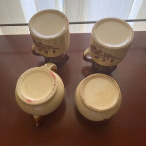 Vintage Wheat Pattern Pottery Brown and Cream Vinegar Oil Cream Sugar ...