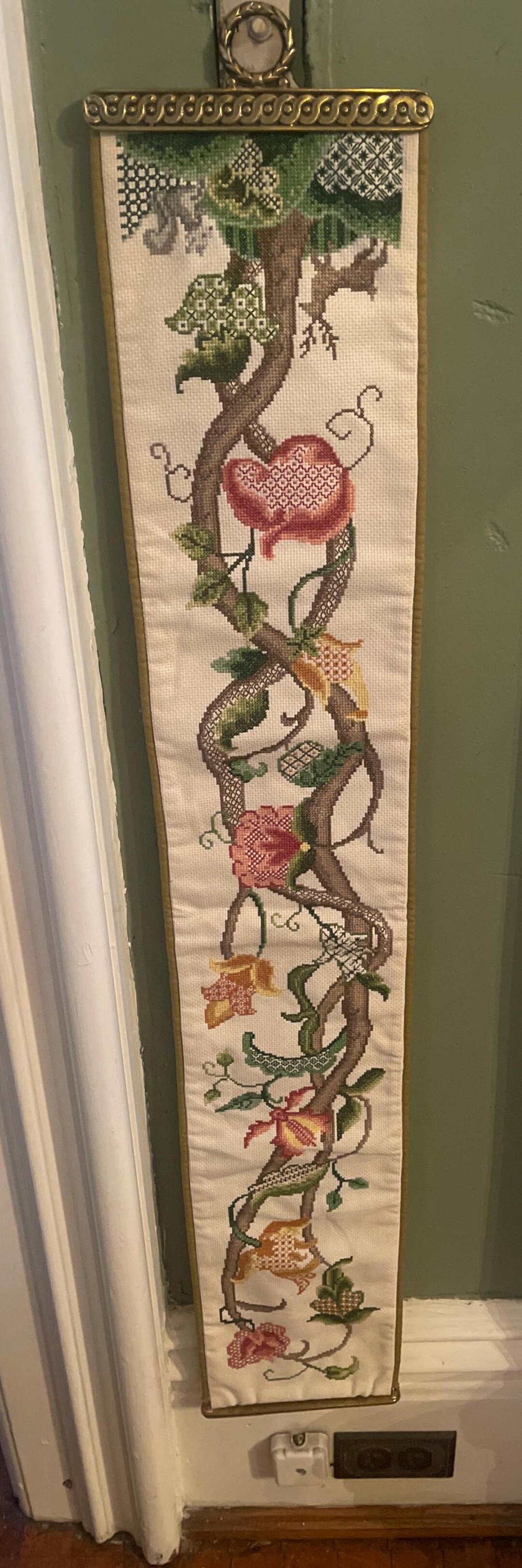 Counted Cross Stiched Nature Floral Themed Bell Ringer Table Runner ...