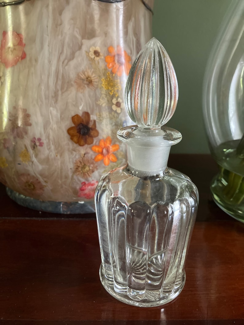 Vintage Clear Glass Heavy Perfume Bottle With Stopper Scented - Etsy