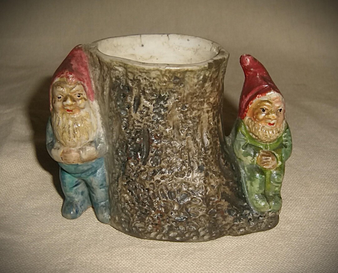 Woodland Gnome Japan Ceramic Porcelain Figure Vase Tree Dwarf Old ...
