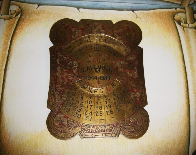 ANTIQUE PERPETUAL CALENDAR Enamel Clover Flowers Etched - Etsy