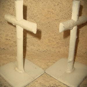 CROSS BOOKENDS Cast Iron Howell Evans Tennessee Vintage White Metal ...