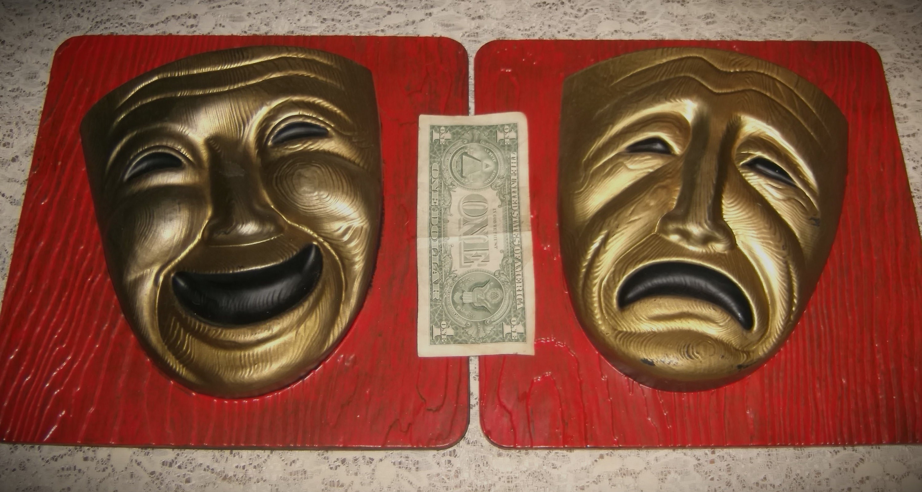 Theater Masque Mask Plaques Miller Studio Wall Decor Vintage 1955 ...
