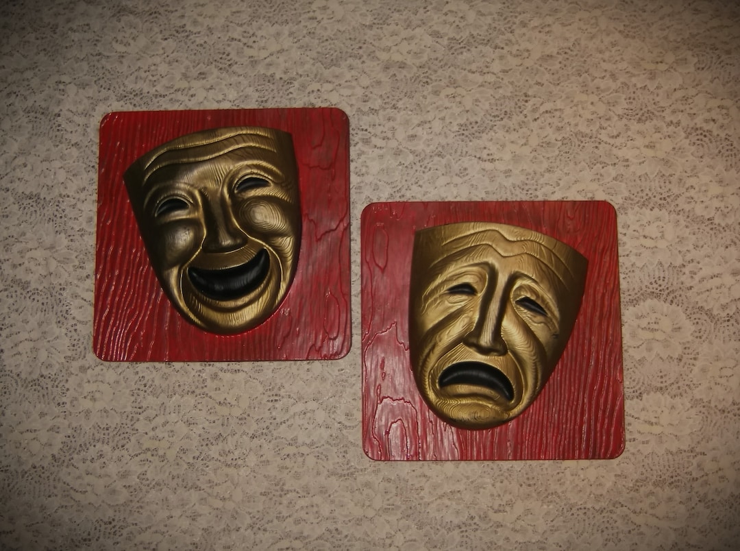 MCM Miller Studio Theater Masque Mask Plaques Wall Decor Vintage 1955 ...