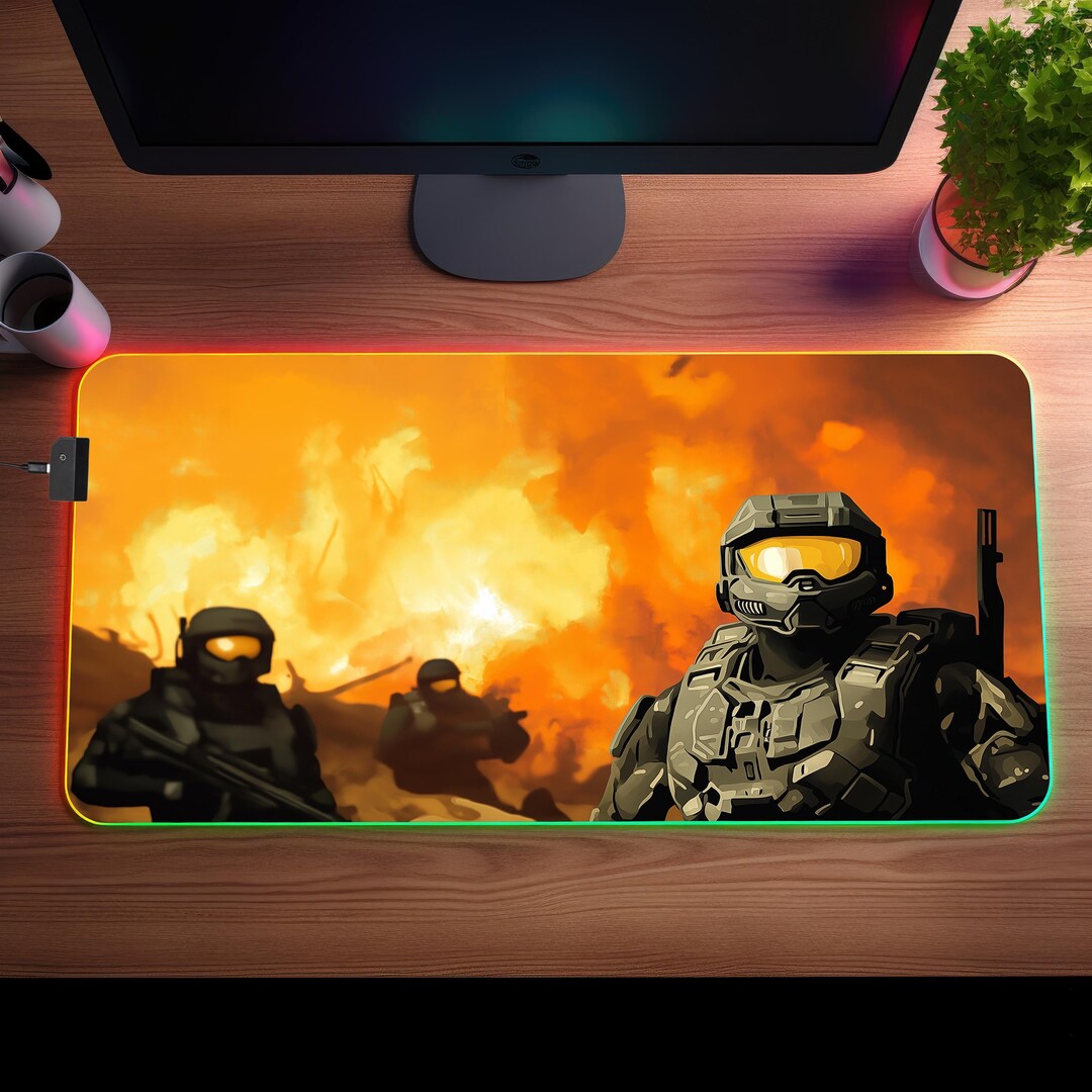 Master Chief-inspired Mousepad, Sci-fi Warrior Desk Mat, Epic Gaming ...