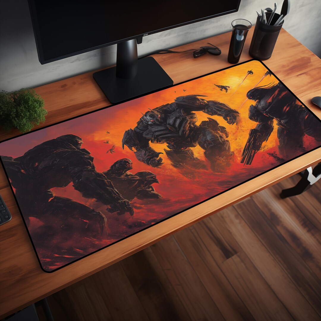 Epic Mecha Battle Gaming Mousepad With LED Option Large Desk Mat for ...