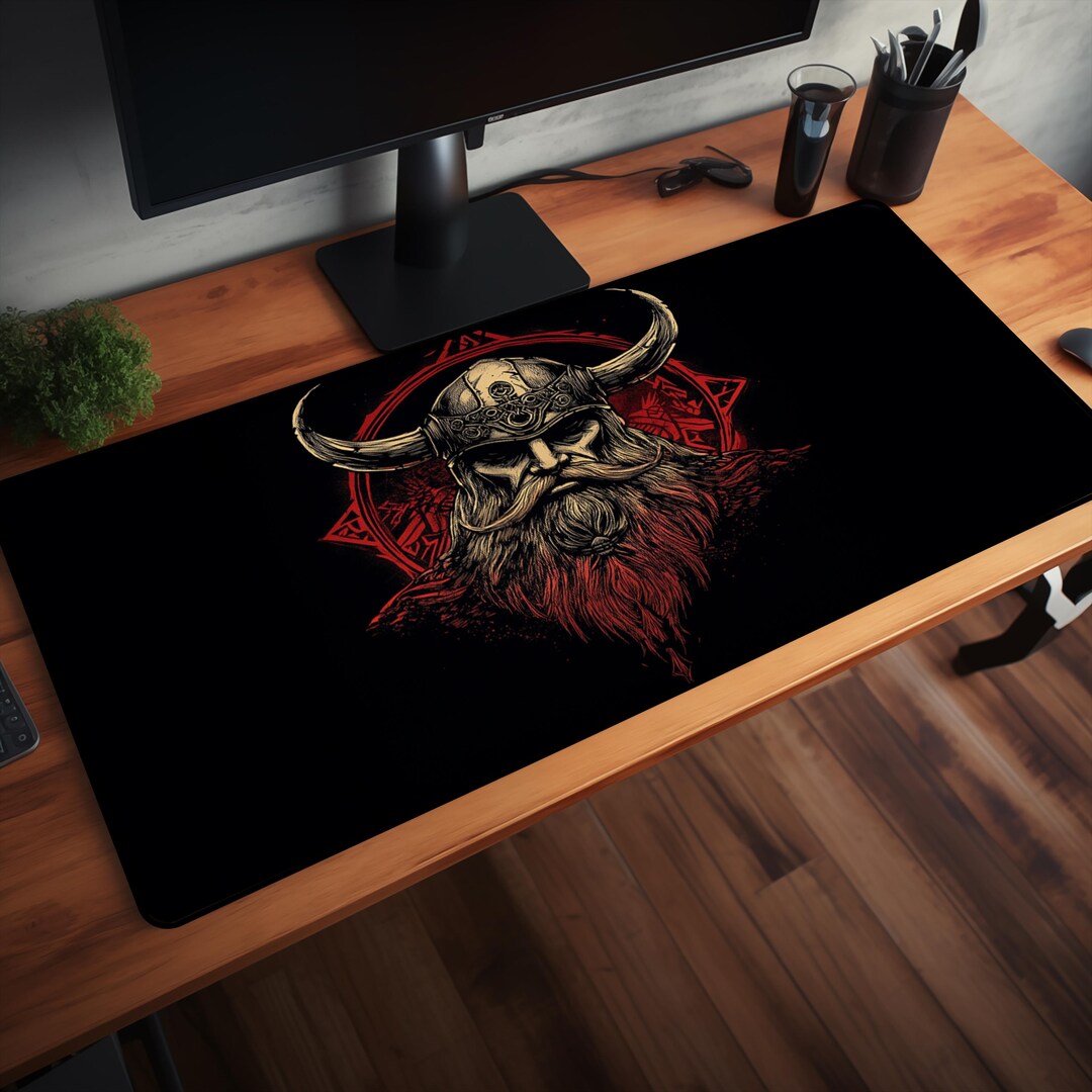 Viking Warrior Mousepad, Viking Desk Mat, 10 Different Sizes and Led ...