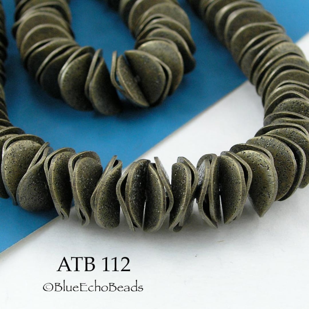 110 Pcs - 10mm Antique Bronze Potato Chip Beads, Wavy Disks, Cornflake ...