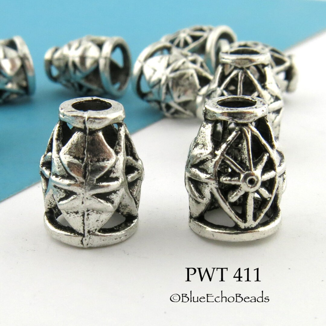 6 pcs 13mm Large Pewter Cone Bead Caps, Silver Tone PWT 411 ...