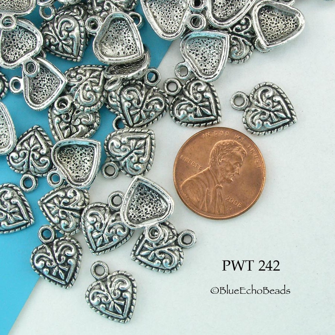 18 Pcs 11mm Small Pewter Heart Charm Heart Charm Antique | Etsy