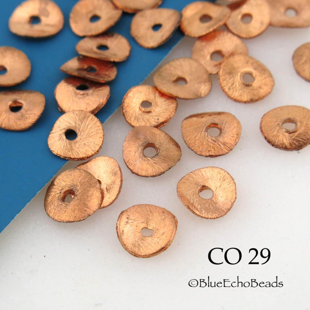 18 Pcs - 6mm Copper Potato Chip Beads, Wavy Disk, Brushed Copper ...