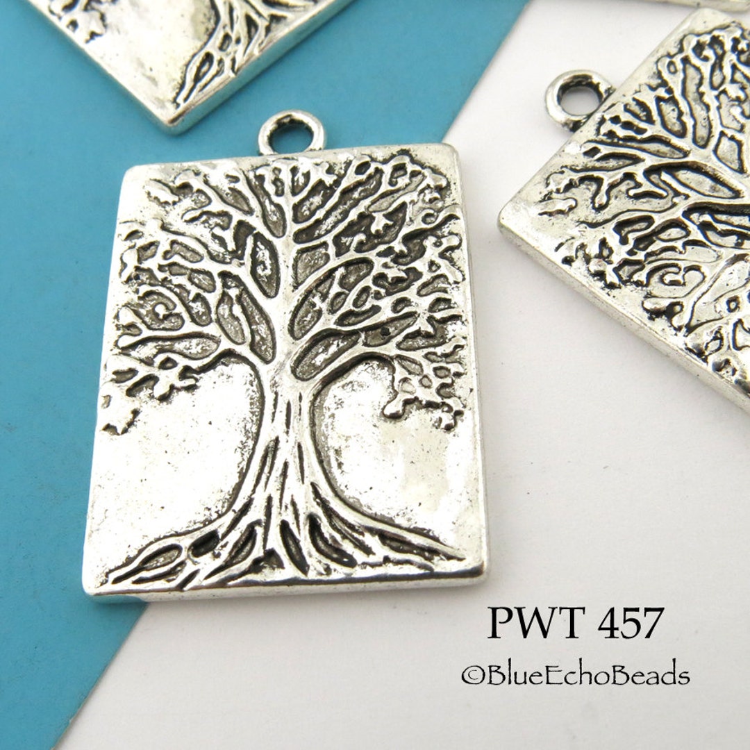 3 Pcs - Large Tree of Life Rectangle Charm, Tree of Life Pendant ...