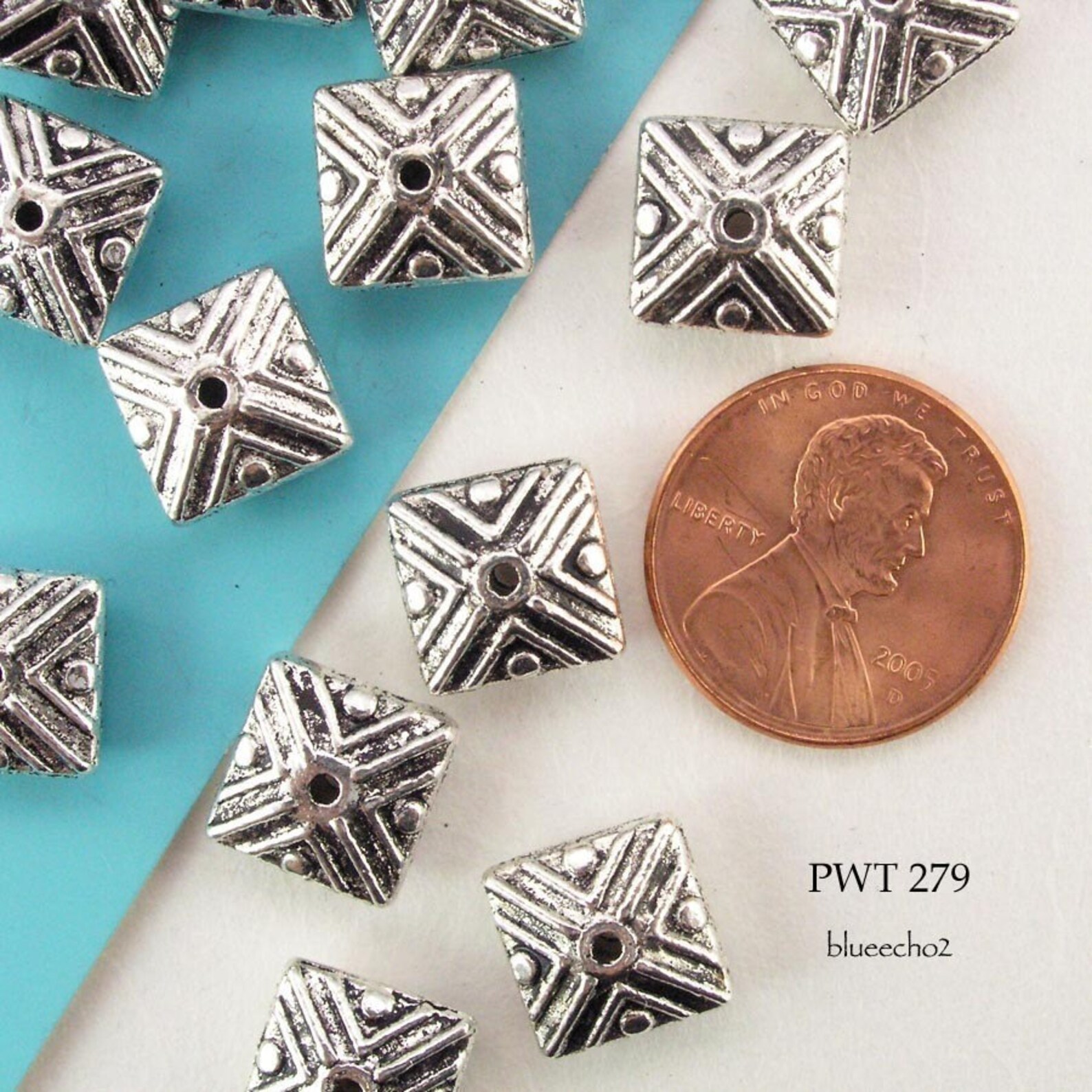 10 Pcs 10mm Double Pyramid Pewter Beads Antique Silver 1mm | Etsy