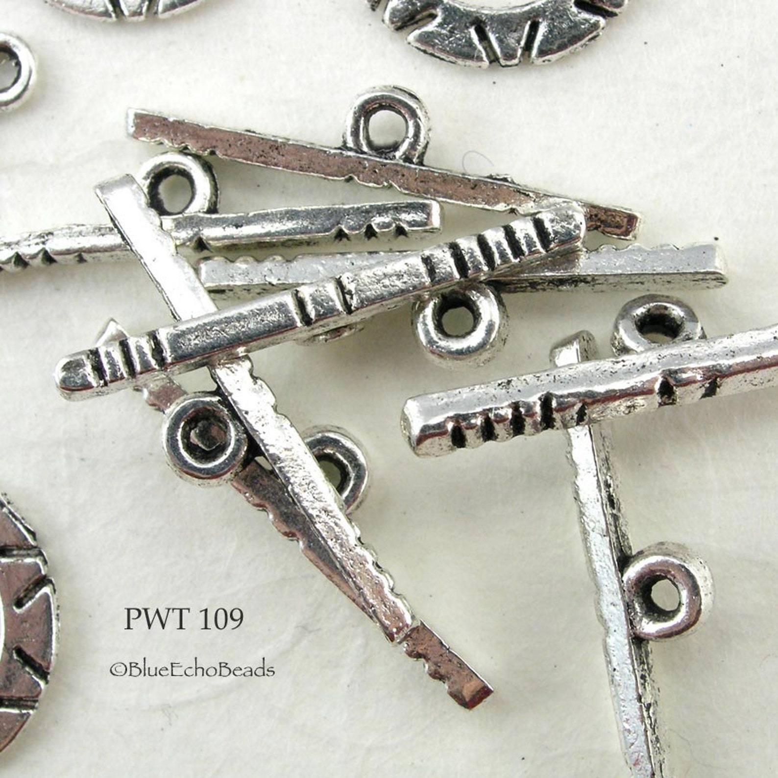 6 Sets - 16mm Flat Pewter Toggle, Pewter Clasp, Silver Tone (PWT 109 ...