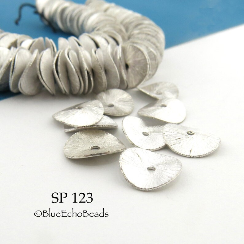 80 Pcs - 12mm Potato Chip Beads Brushed Silver Plated Wavy Disks ...
