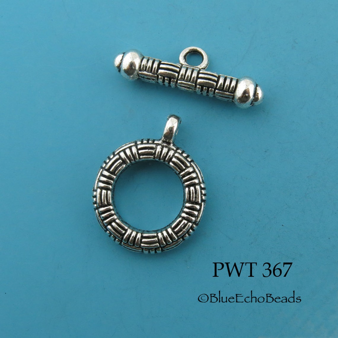 3 Sets - 20mm Decorative Pewter Clasp, Pewter Toggle, Silver Tone (PWT ...