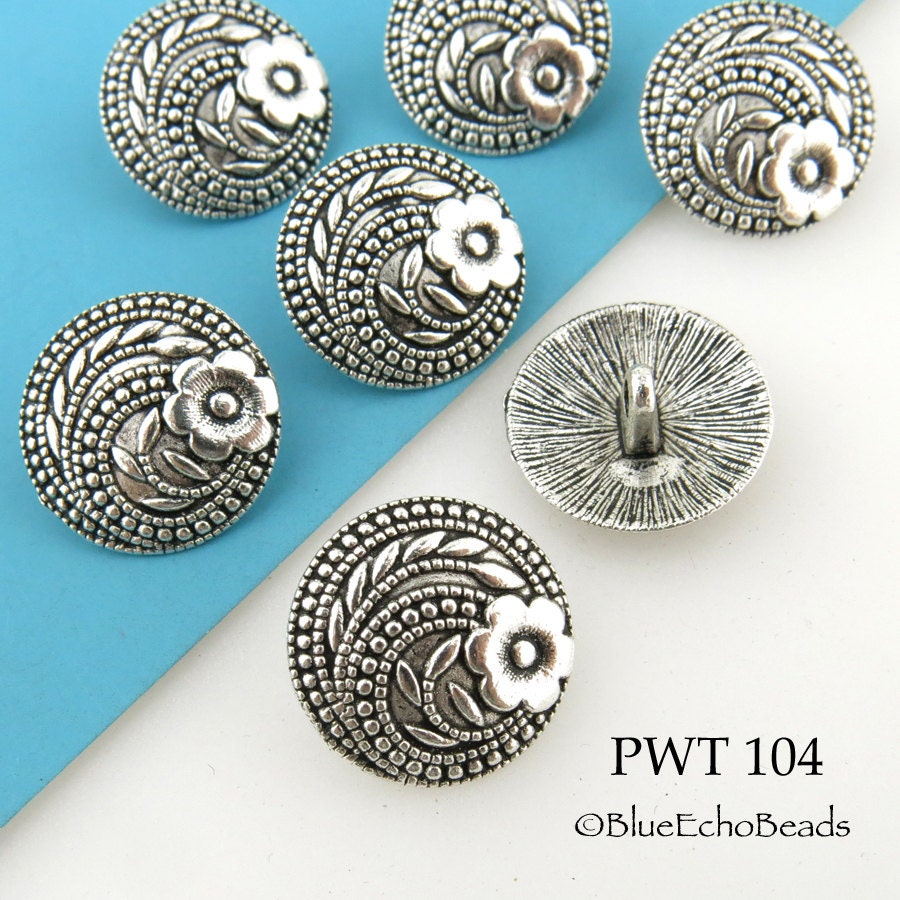 5/8 Flower Pewter Button 17mm Silver Tone Button PWT - Etsy