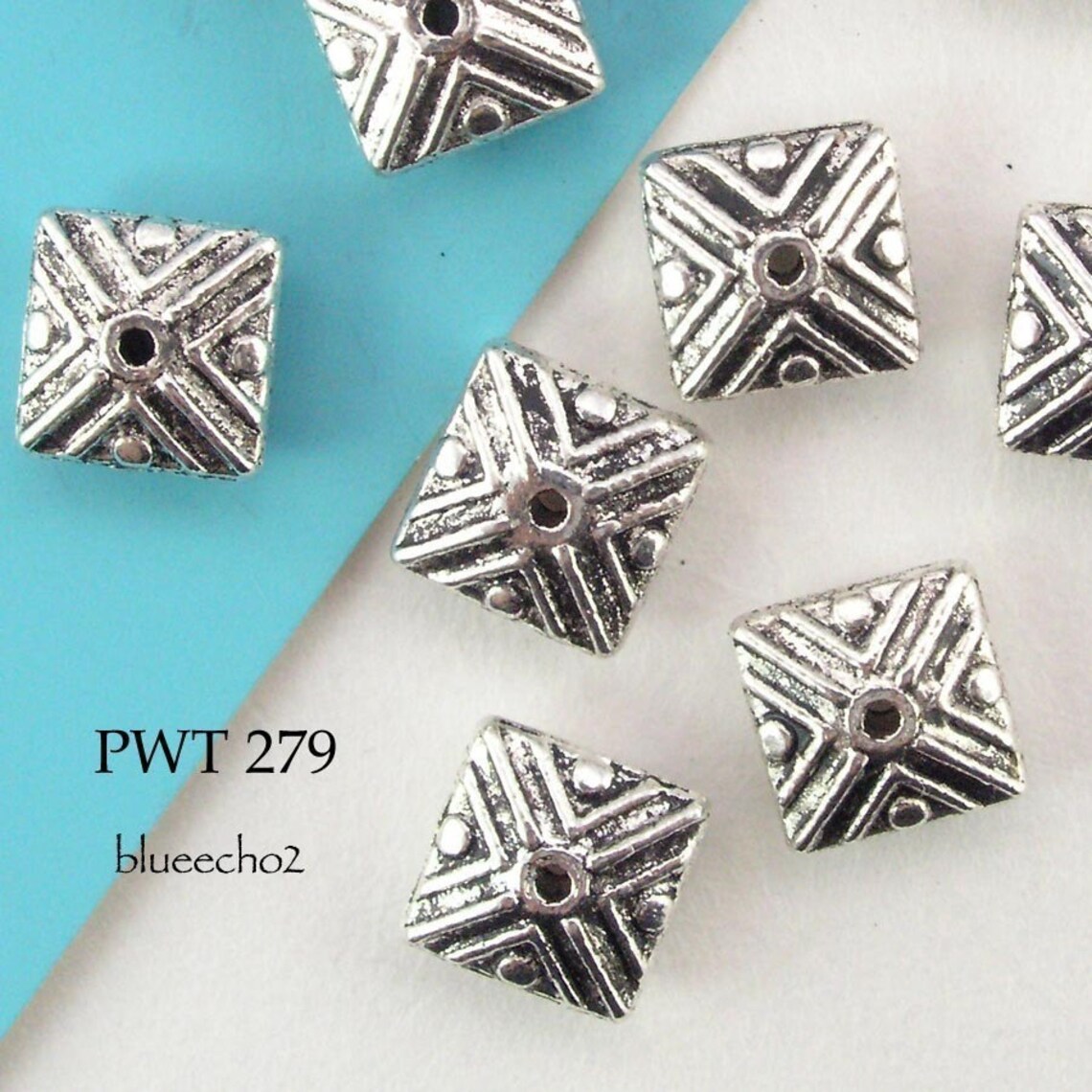 10 Pcs 10mm Double Pyramid Pewter Beads Antique Silver 1mm | Etsy