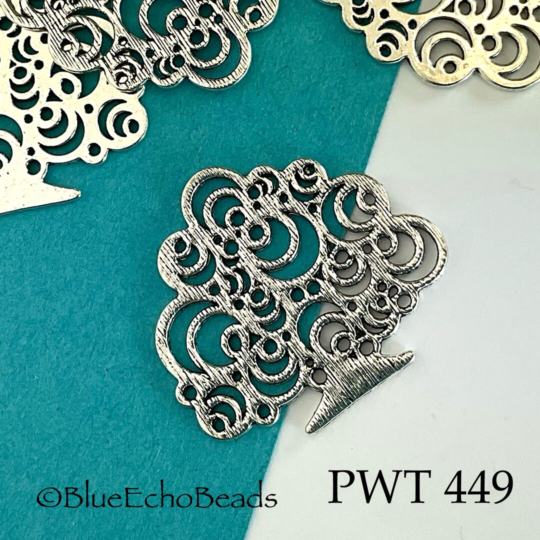 4 Pcs - 34mm Pewter Tree of Life Charm, Silver Tone (PWT 449 ...