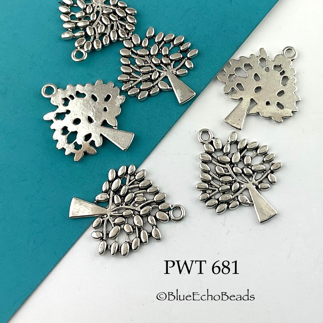 10pcs - 23mm Small Pewter Tree of Life Charm, Silver Tone, 2mm Hole ...
