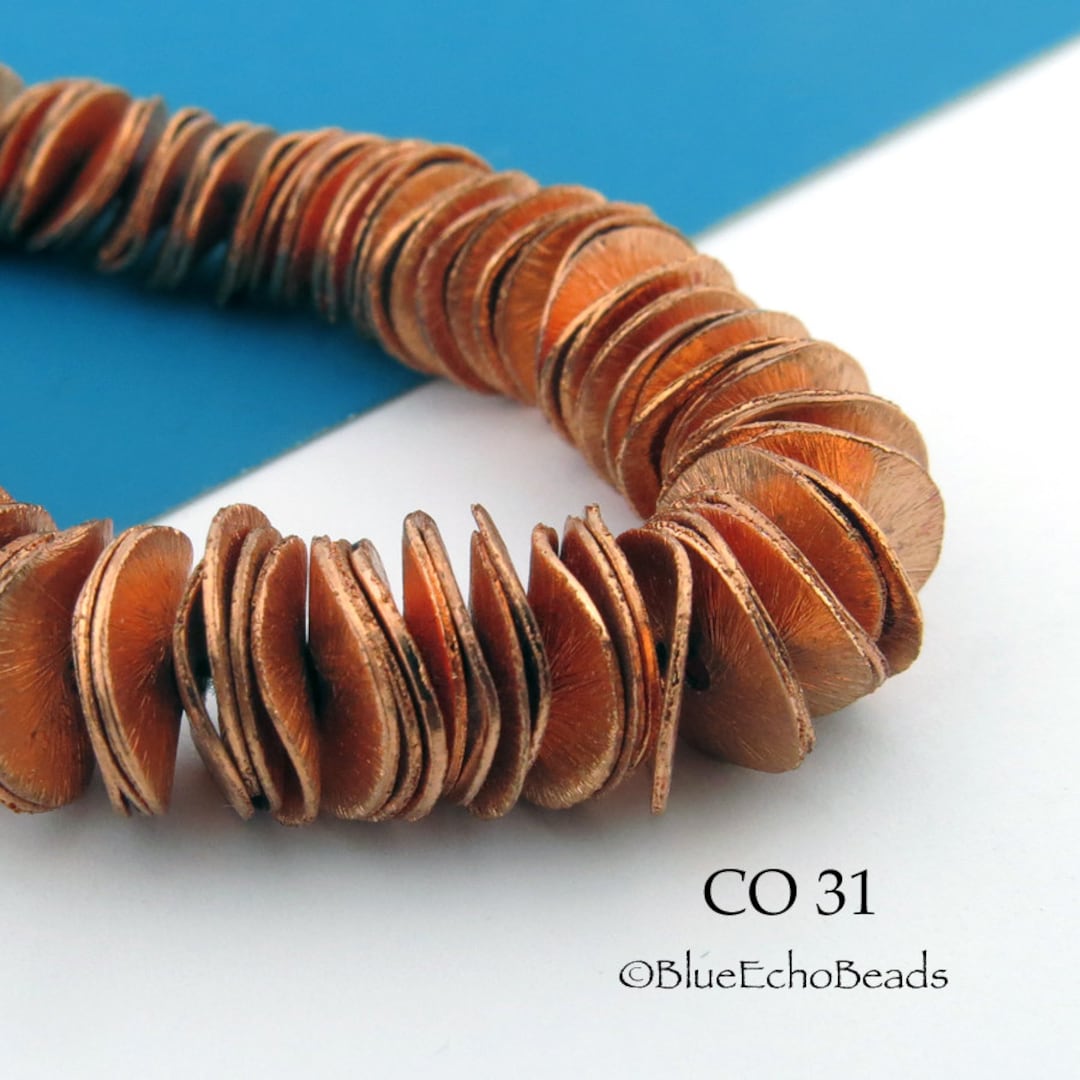 100 Pcs - 10mm Potato Chip Beads, Copper Potato Chip, Conrflake / Corn ...