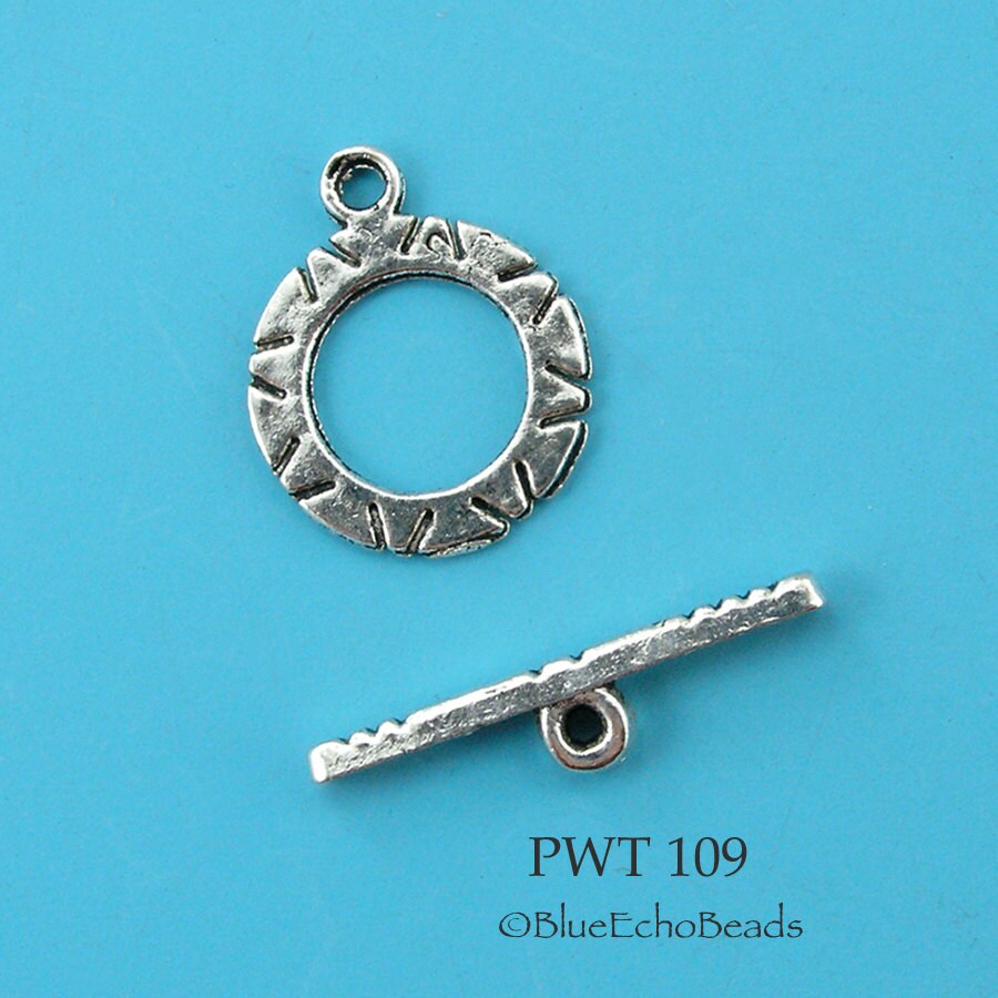 6 Sets - 16mm Flat Pewter Toggle, Pewter Clasp, Silver Tone (PWT 109 ...