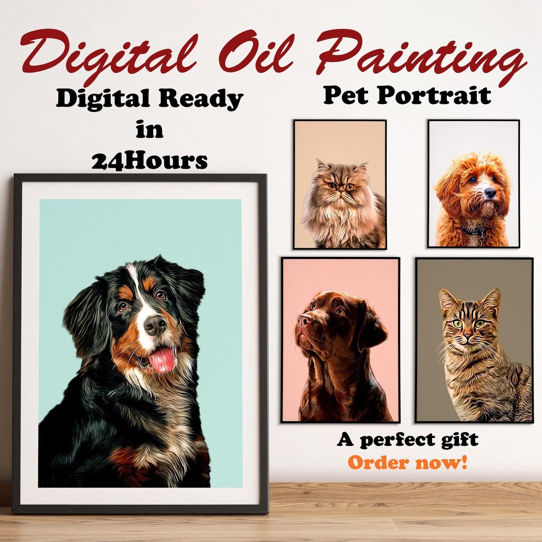 Custom Pet Portrait, Multiple Pet Portrait, Dog Portrait, Pet Memorial ...