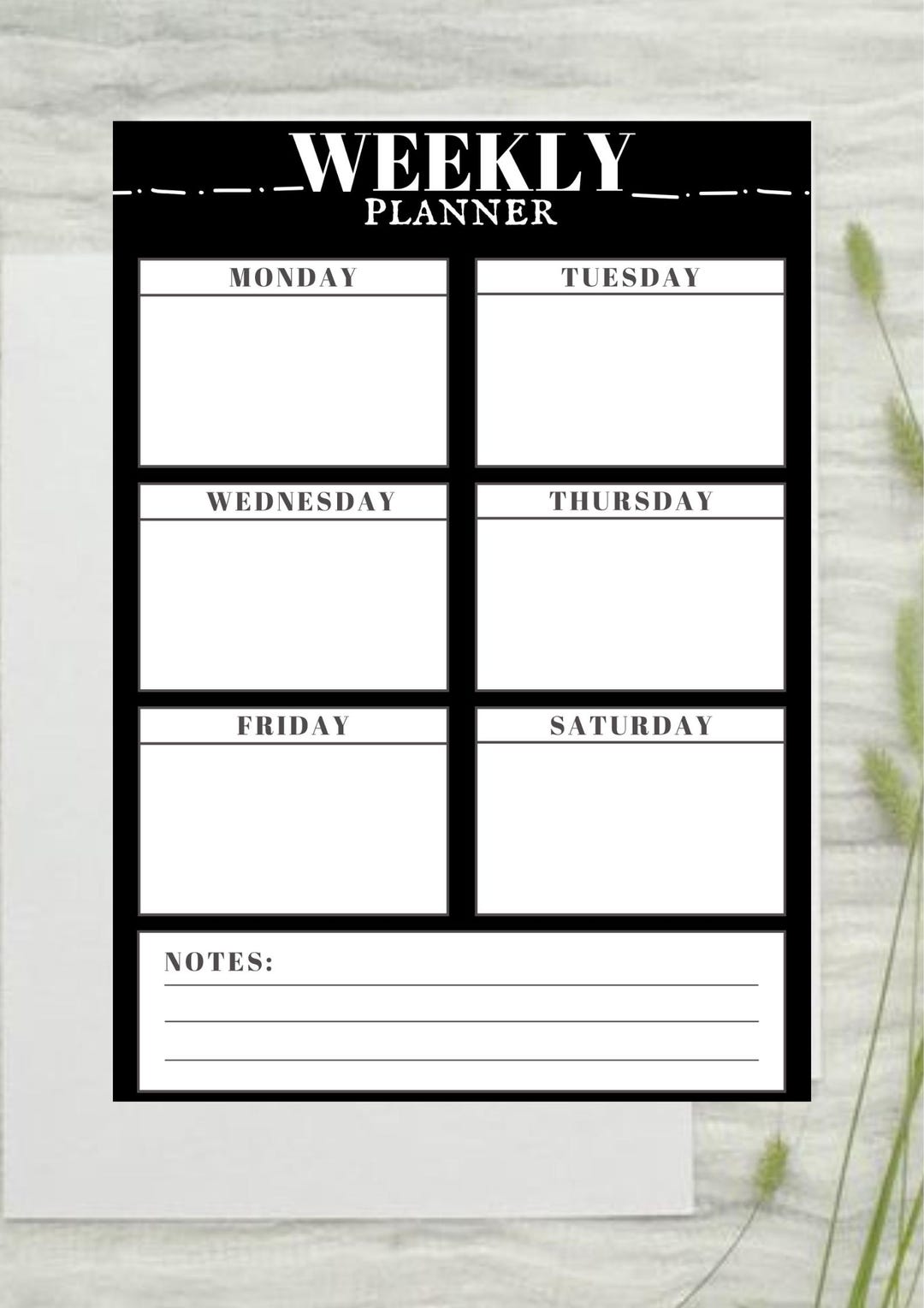 Weekly Planner : Modern Black Design - Etsy