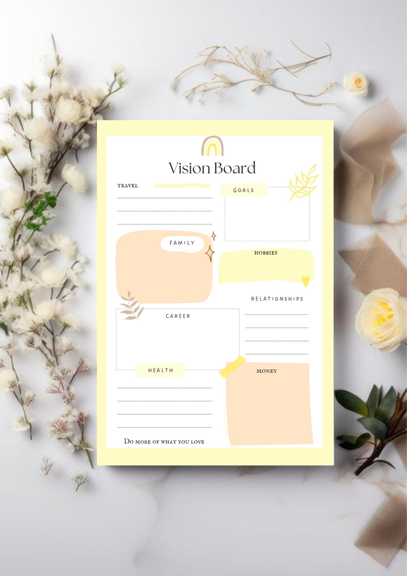Sunny Yellow Vision Board : Digital Design - Etsy