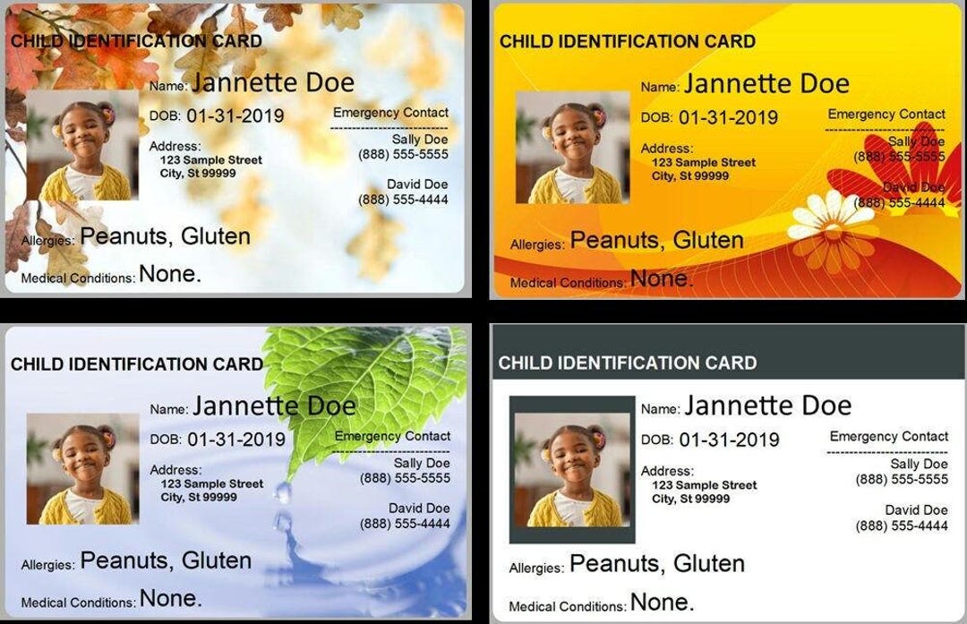 Child Identification Card - Etsy