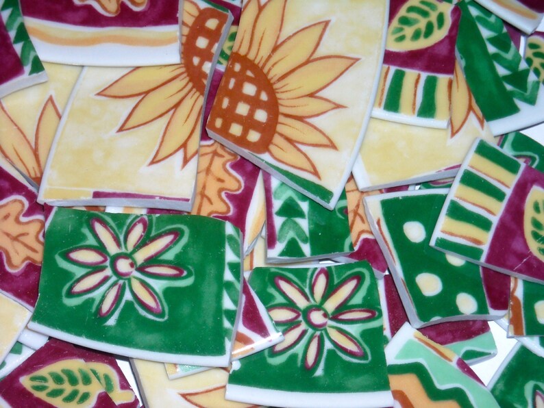 Funky Handcut Mosaic Tiles From Plates SEP104 - Etsy