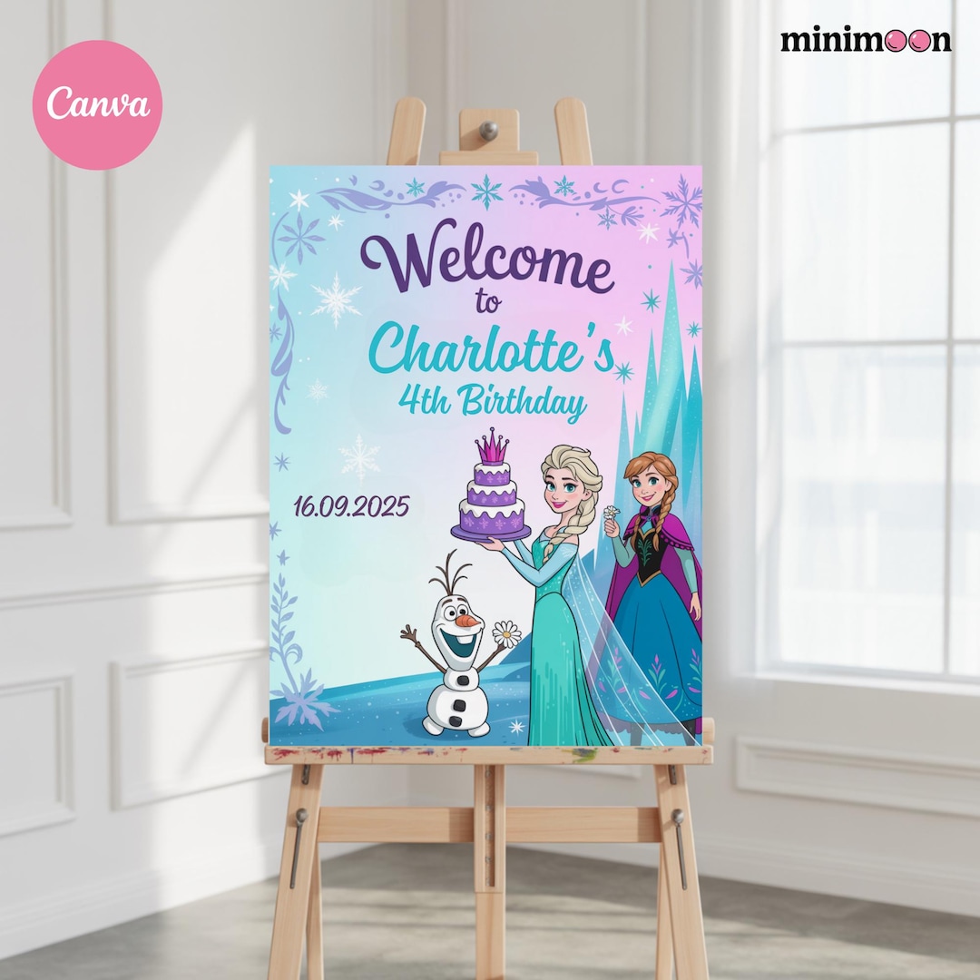 Frozen Welcome Sign Frozen Party Signs Frozen Birthday Sign Elsa Party Decor Frozen Decorations ...