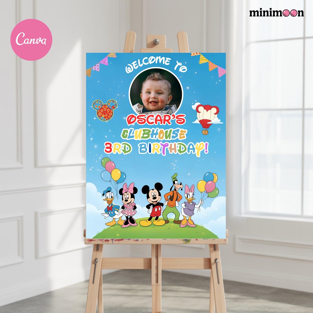 Mickey Mouse Clubhouse Welcome Sign: Editable Party Poster (digital ...