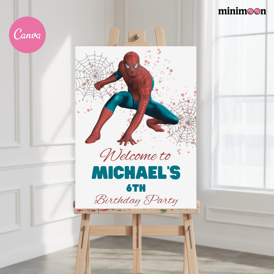 Spiderman Welcome Sign Template Instant Download, Editable Spider-man ...