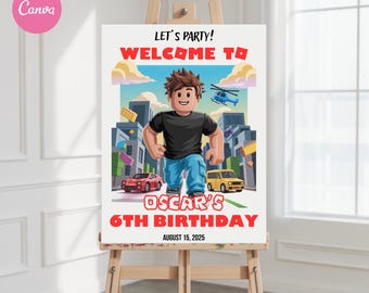 Roblox Birthday Welcome Sign Printable Poster Birthday Banner Party ...