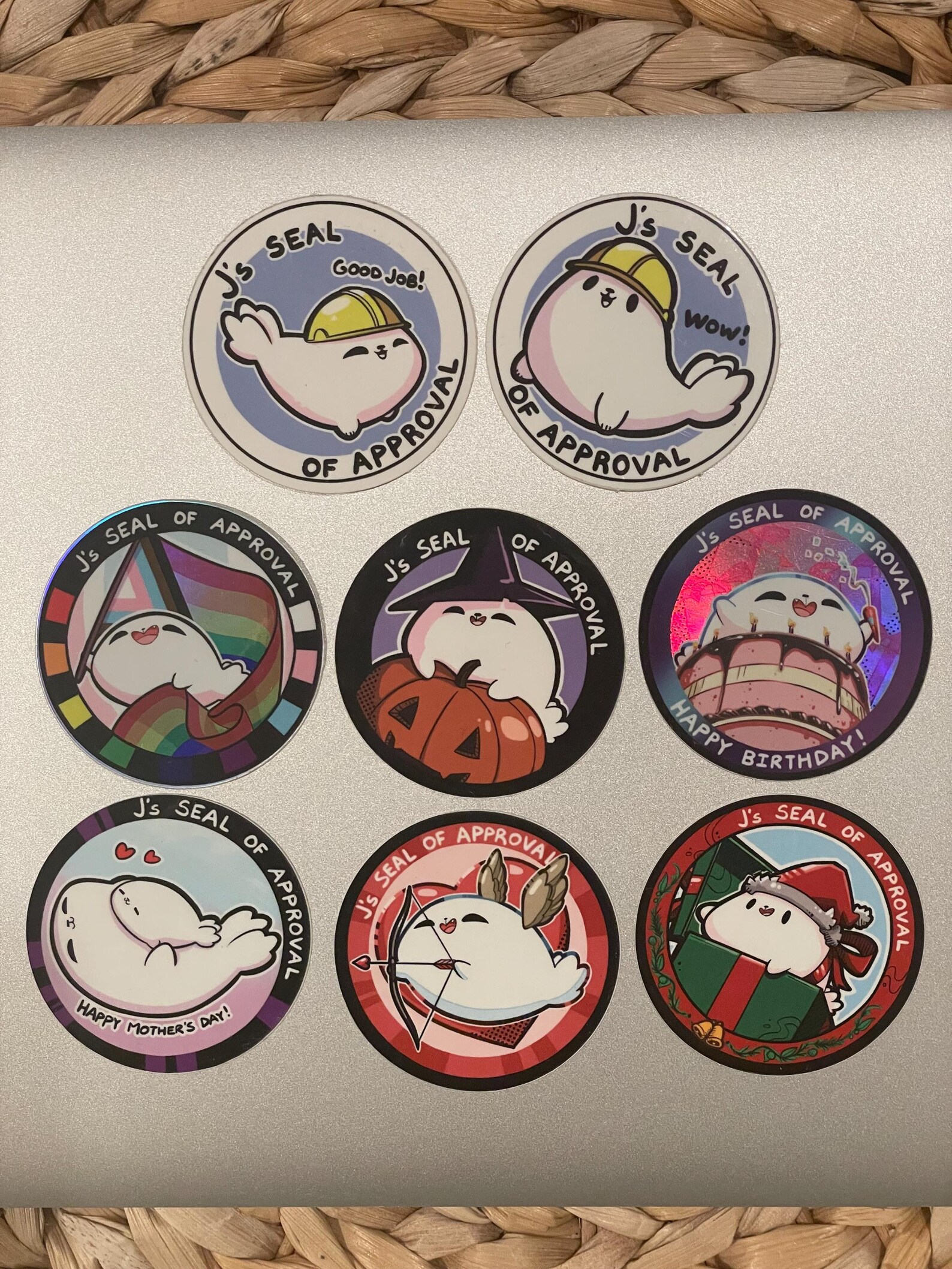 Seal of Approval, 2 Vinyl Sticker Pack 8, Art, Laptop Notebook Water ...