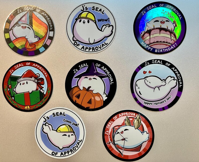 Seal of Approval, 2 Vinyl Sticker Pack 8, Art, Laptop Notebook Water ...