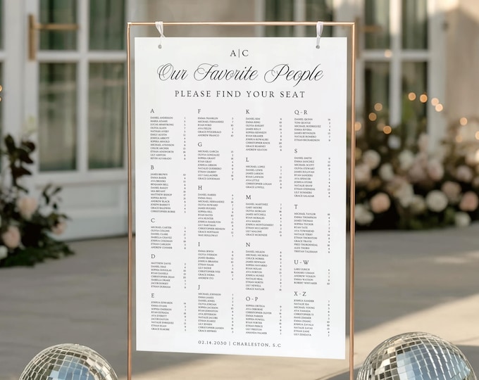 Wedding Seating Chart Last Name. Elegant Find Your Seat Template. Our ...