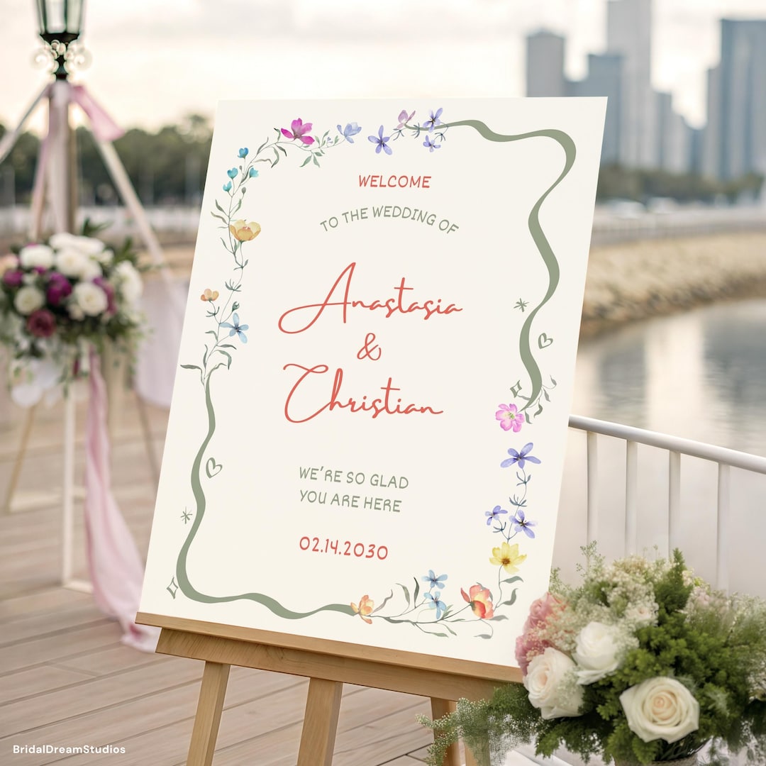 Floral Wedding Welcome Sign Poster Wildflower Welcome Sign Entry ...