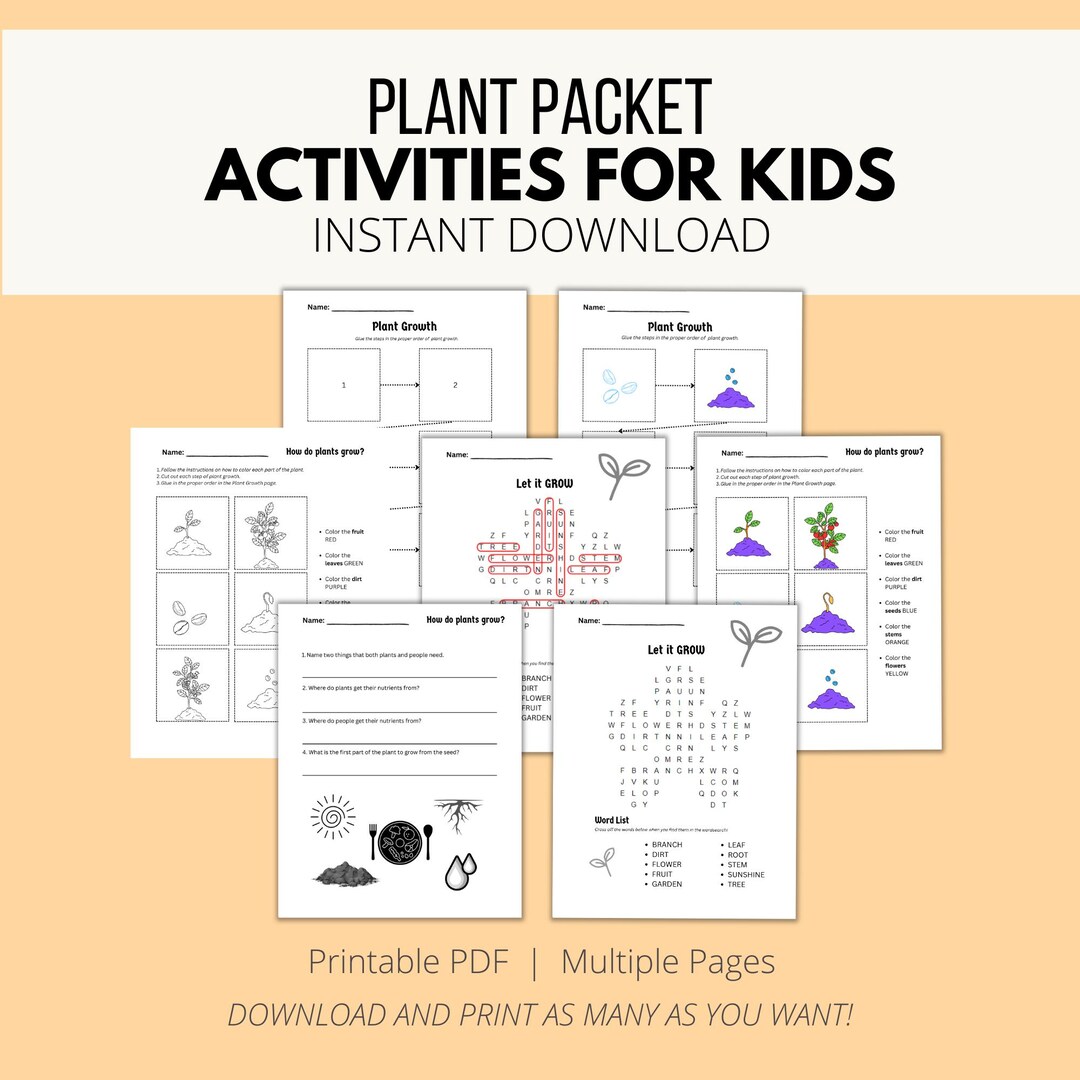 Plant Growth Activities Packet for Early Elementary Schoolers - Word ...