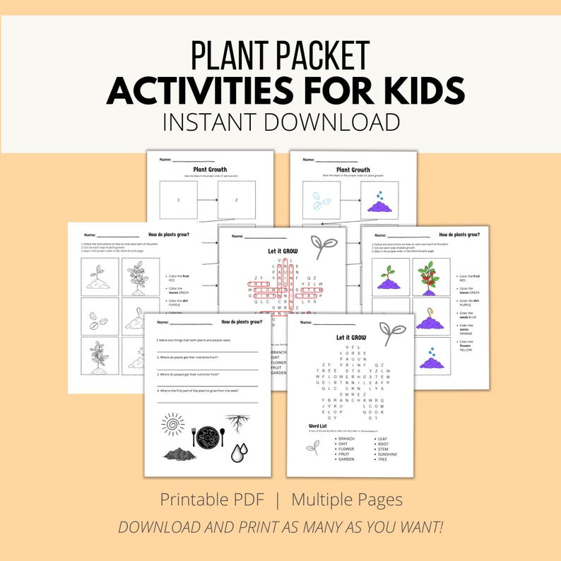 Plant Growth Activities Packet for Early Elementary Schoolers - Word ...