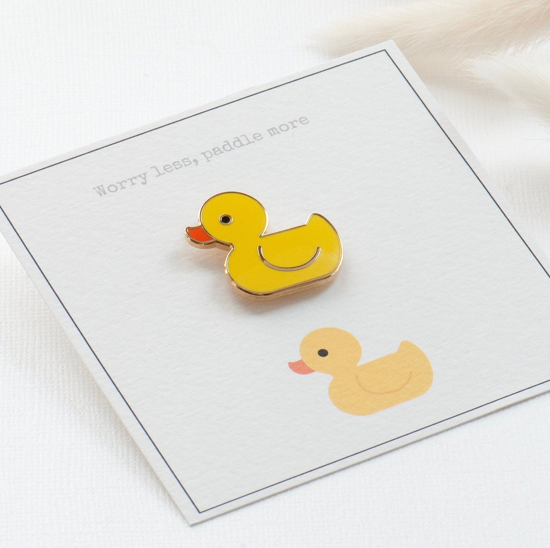 Duck Enamel Pin, Worry Less Paddle More Quote, Yellow Cute Duck Lapel ...