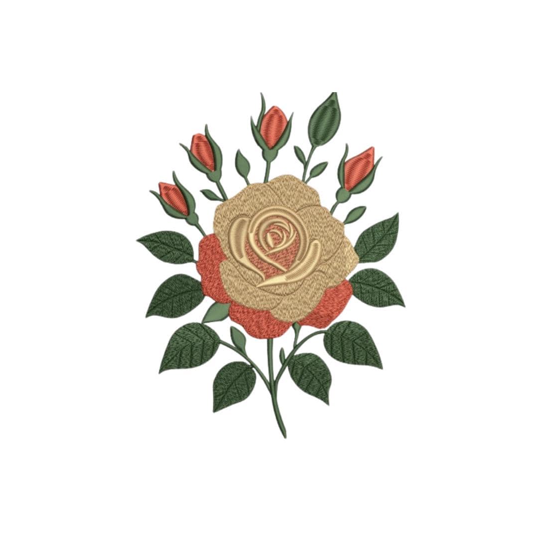 Elegant Rose Embroidery Design | Floral Machine Embroidery File (PES ...