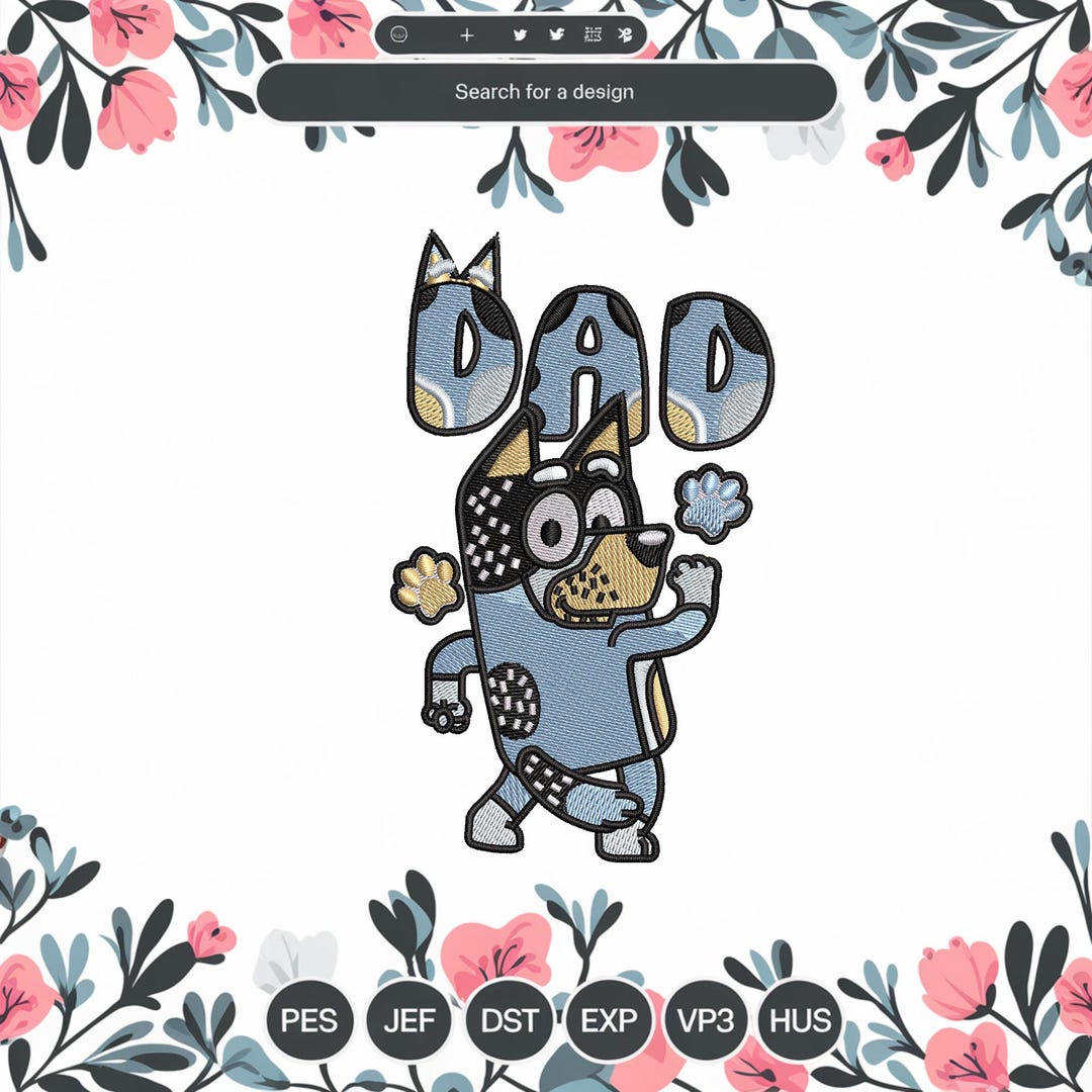 Blue Dad Embroidery Designs, Blue Dog Machine Digital Embroidery ...