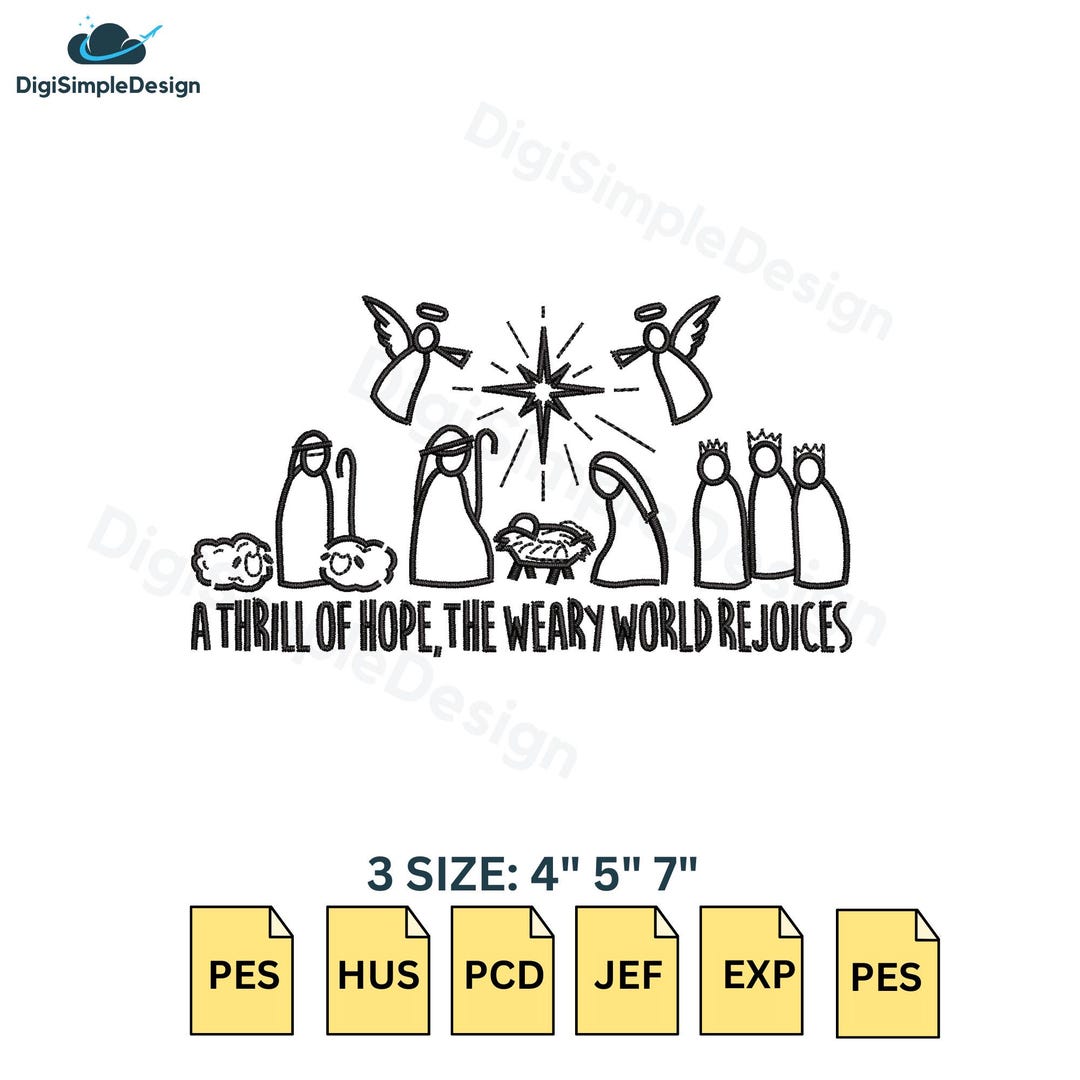 Nativity Scene Embroidery Design: Christian Christmas Pattern (3 Sizes ...