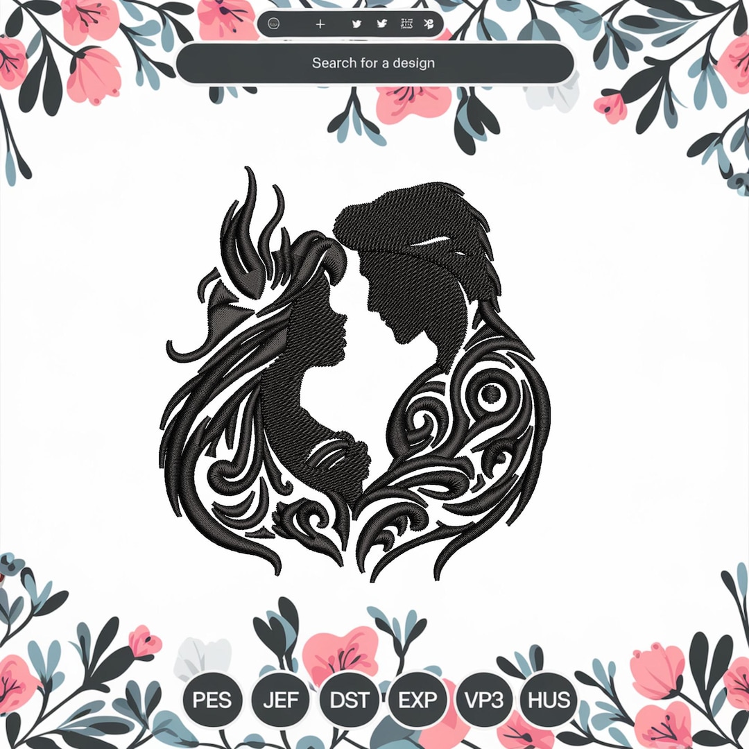 Valentine Couple Embroidery Designs, Lover Machine Digital Embroidery ...