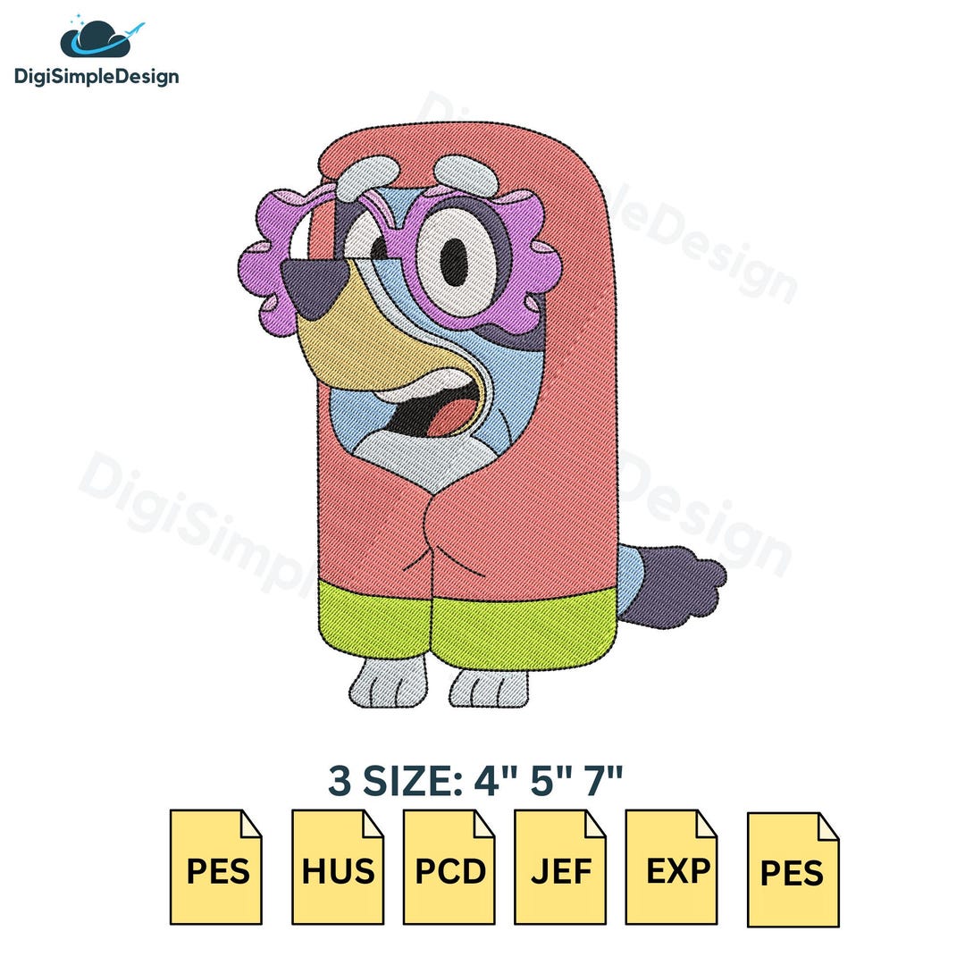 Blue Dog Embroidery Designs, Dog Character Machine Digital Embroidery ...