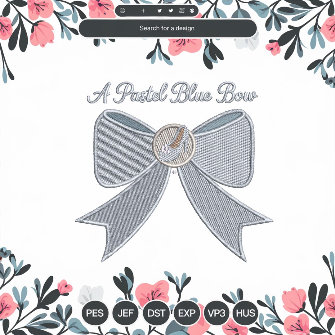Blue Bow Embroidery Designs, Ribbon Princess Machine Digital Embroidery ...