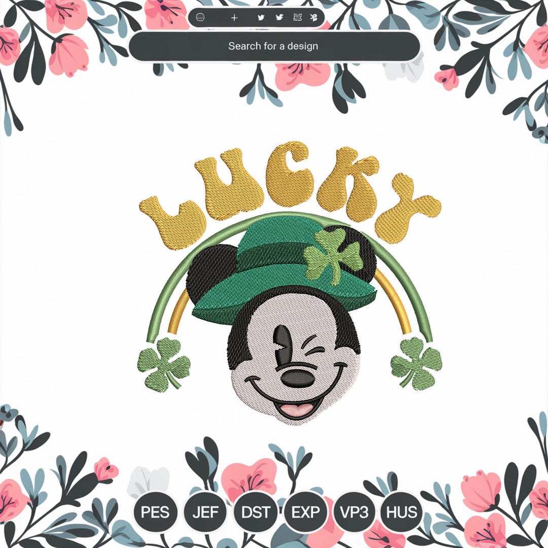 Mouse Lover Embroidery Designs, Patric Day Machine Digital Embroidery ...