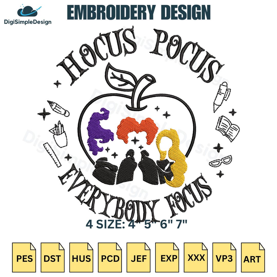 Hocus Pocus Embroidery Designs, Witches Machine Digital Embroidery ...